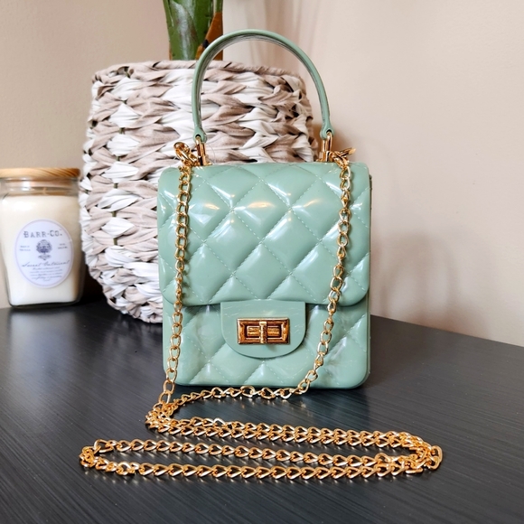 Bags | Textured Green Mini Handbagpursecrossbody Bag | Poshmark